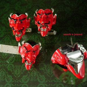 ANIMATED Devil Cufflinks Jointed MOUTH Mechanical RED Demon - Etsy