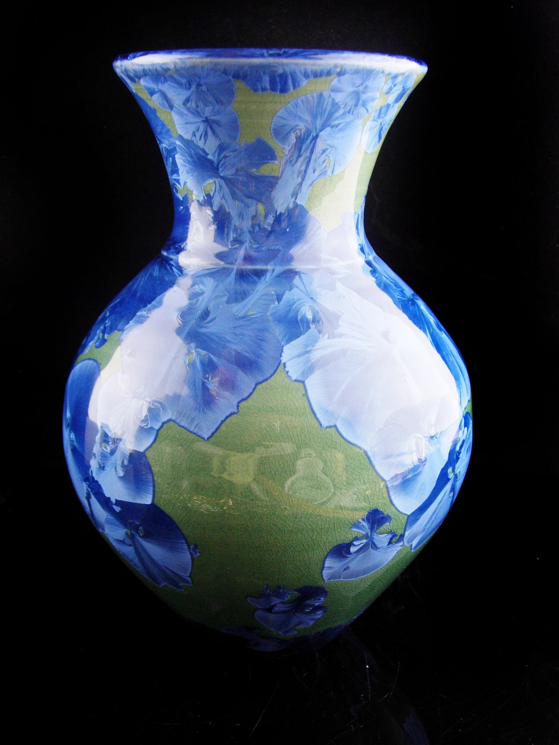 Vintage Phil Morgan Pottery rare blue crystalline vase | Etsy