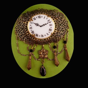 Victorian Watch Brooch - Vintage Enamel Clock Lapel Pin - Chatelaine ...