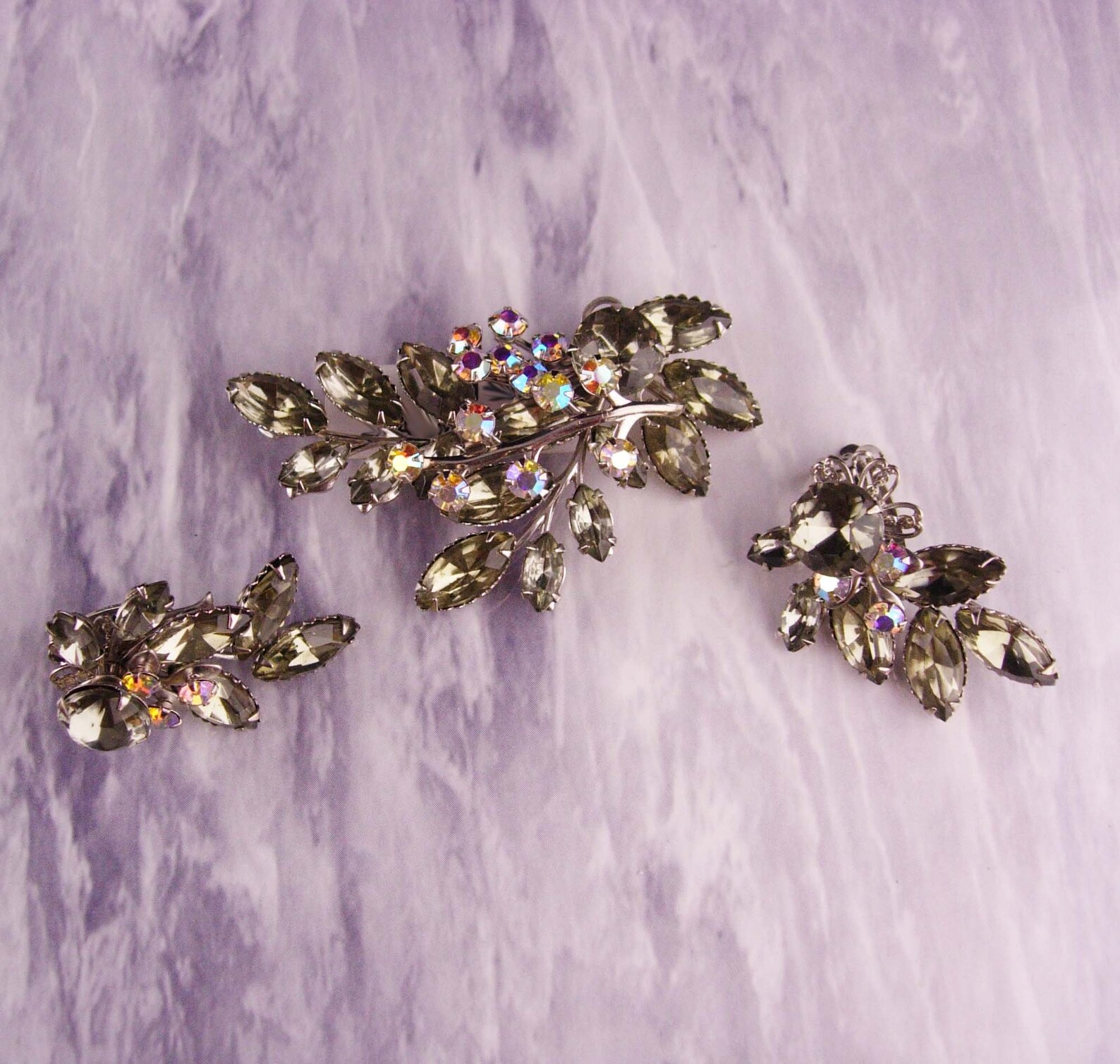 1950s Large Rhinestone Brooch Set Smoky Topaz Clip on | Etsy