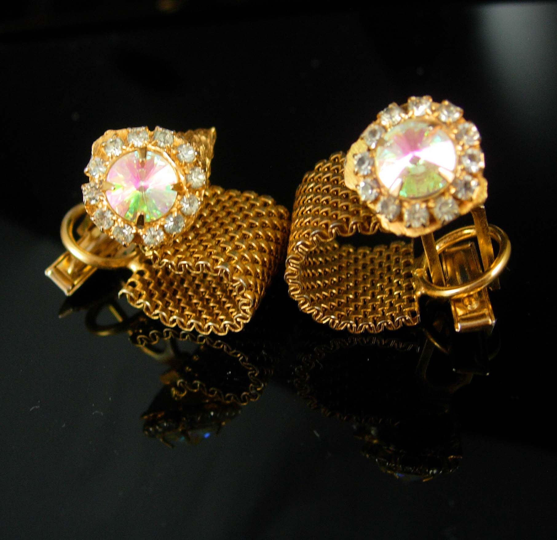 Tuxedo Cufflinks Exquisite golden cone shape Rhinestone | Etsy