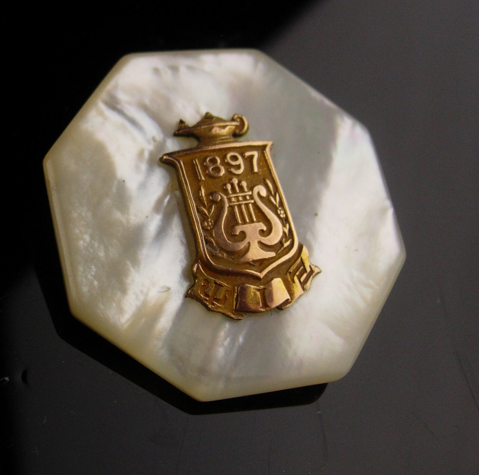 Antique 1897 School Brooch Music One Year Yellow and Rose - Etsy