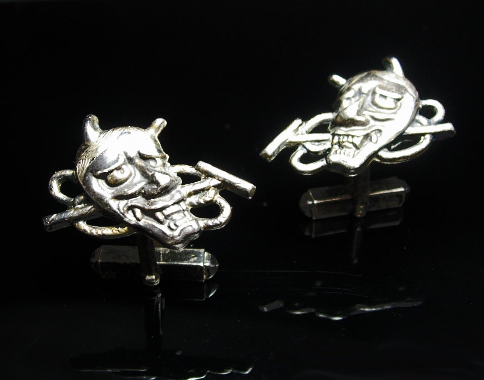 Vintage Devil Cufflinks STERLING SILVER Demon Satan Grotesque - Etsy