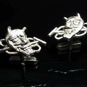 Vintage Devil Cufflinks STERLING SILVER Demon Satan Grotesque Figural ...