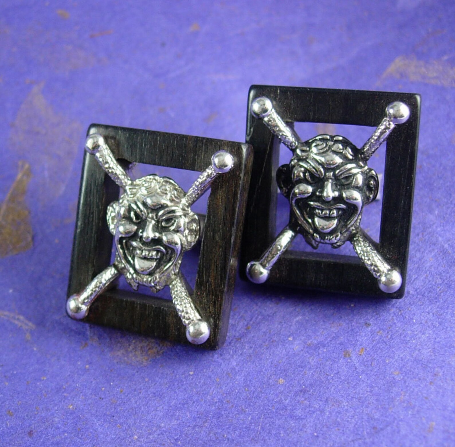 Grotesque Silver DEVIL Cufflinks Vintage Crossbones Demon - Etsy