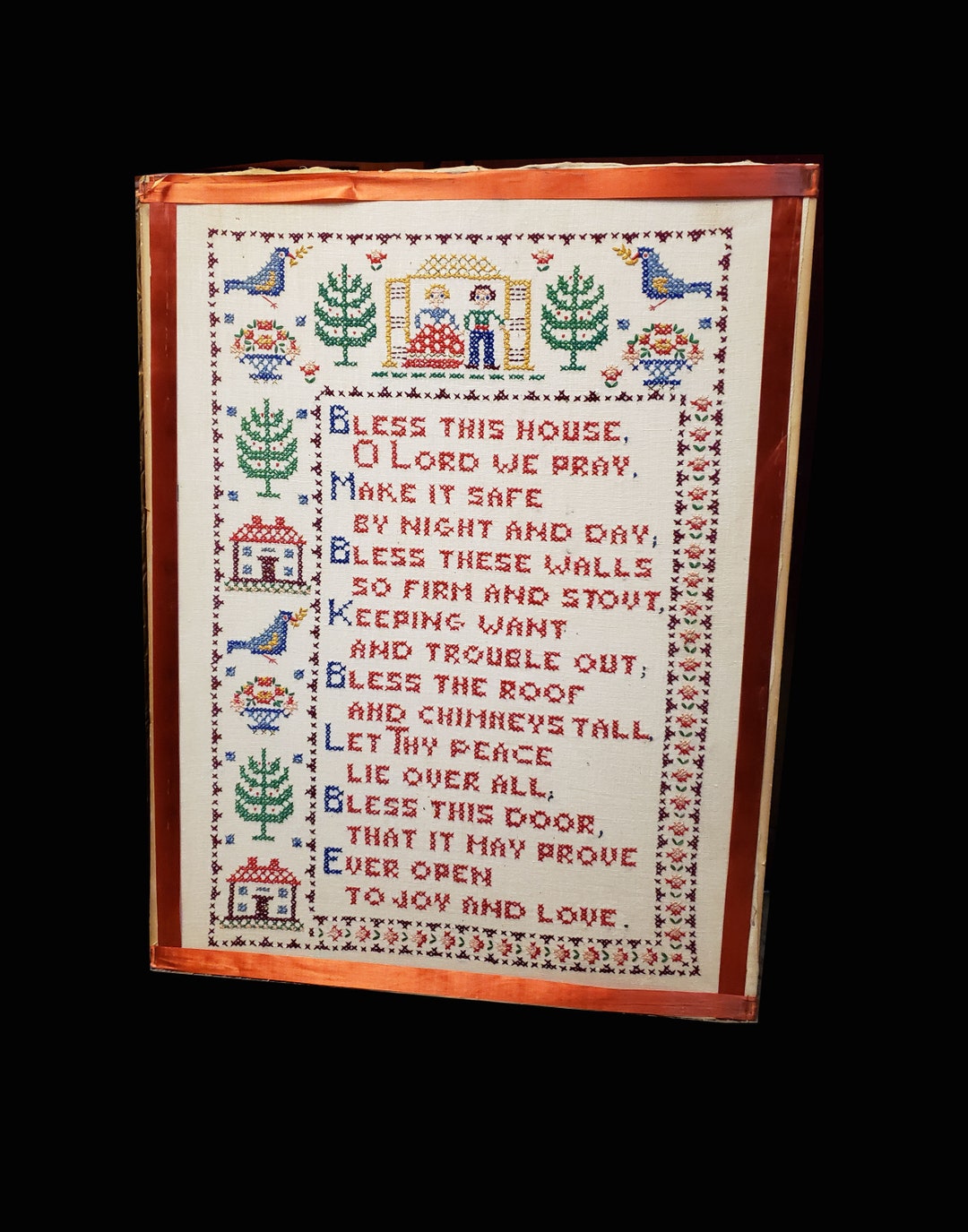 Large 24 Vintage Sampler Bless This House Housewarming Gift Religious ...