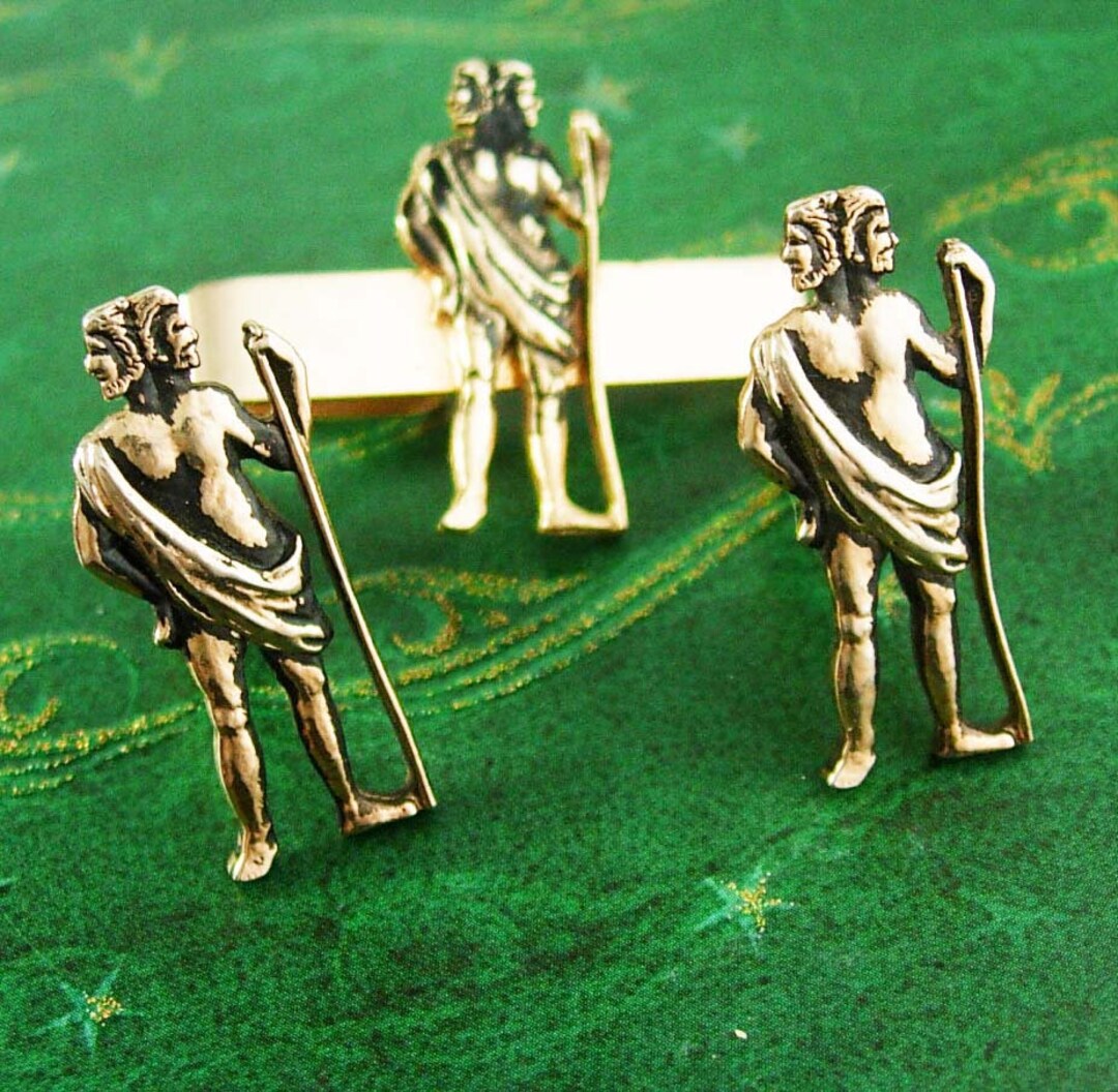 HUGE Mythology Cufflinks Tie Clip 2 Face Heads JANUS Vintage - Etsy