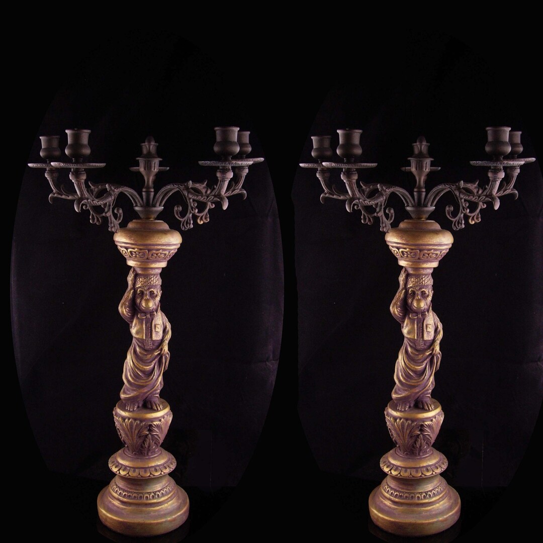Gothic 22 Monkey Candelabra Set Pair Spooky - Etsy