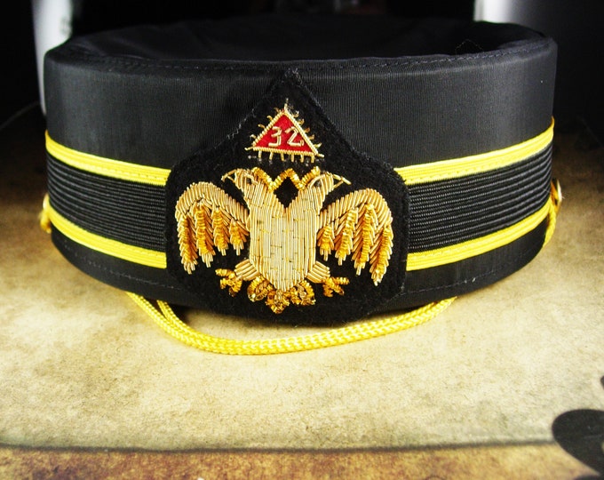 Masonic 32nd Degree Hat Scottish Rite Cap Masonic Hat Size 7 1/8 Gold ...