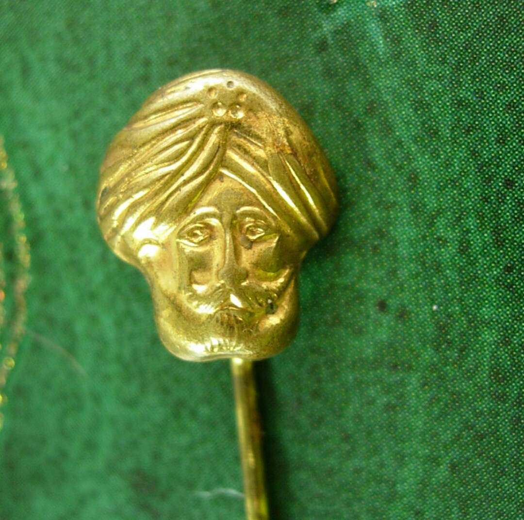 Antique Fortune Teller STICKPIN Vintage Golden Genie Crystal Ball Men's ...