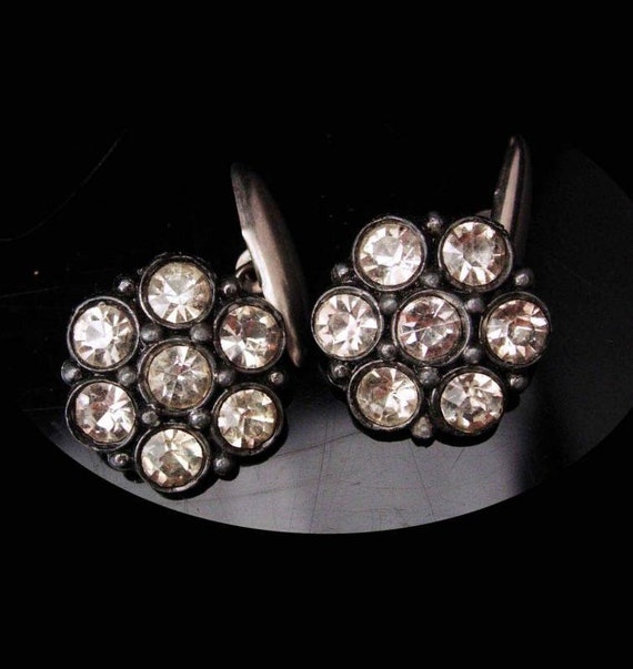 Antique button cufflinks / Vintage Rhinestone Button … - Gem