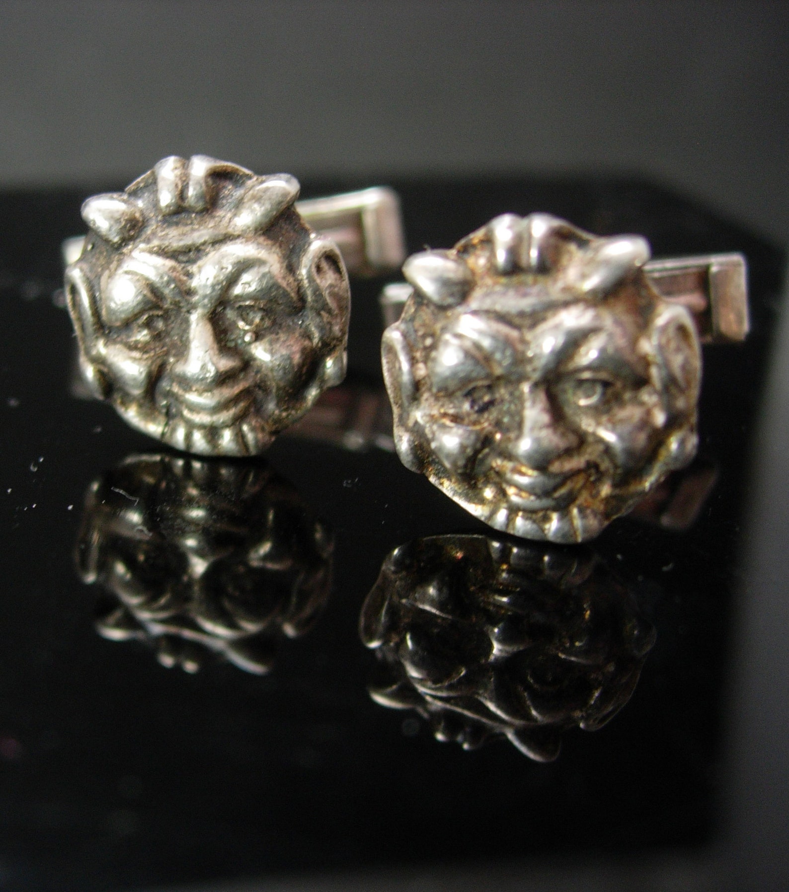 Vintage Devil Cufflinks 800 SILVER Demon Satan Grotesque Horn - Etsy