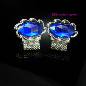 Swank Blue Cufflinks Vintage Wrap Silver Mesh Crystal Prisms - Etsy