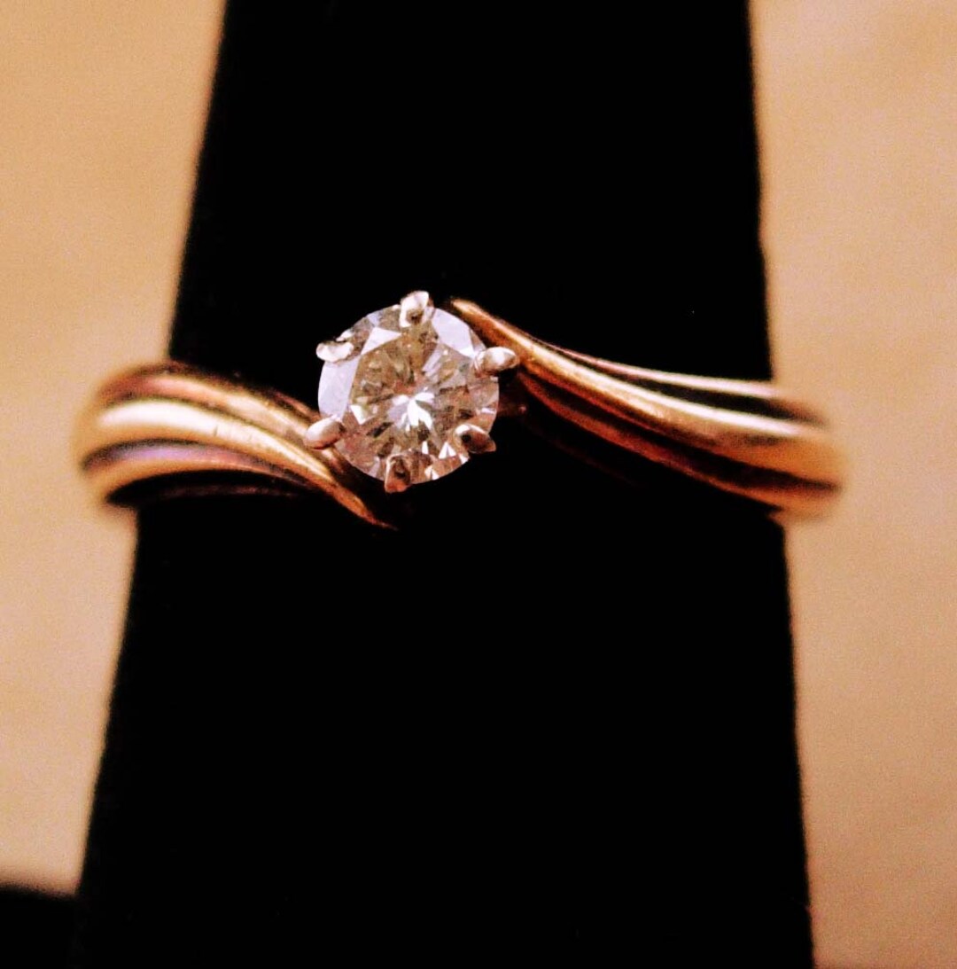Vintage Stuller 14k Yellow Gold Engagement Ring Genuine Diamond Size 7 ...