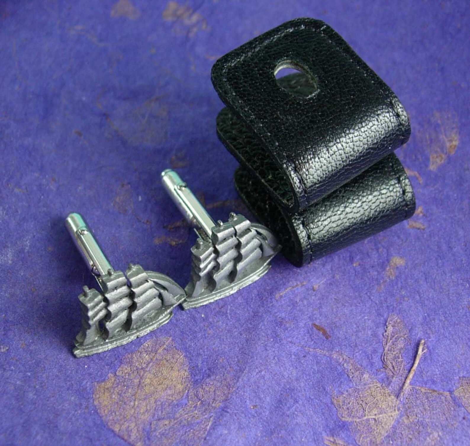 Pirate Ship Cuff Links Leather Wrap ANSON Schooner Sailing | Etsy