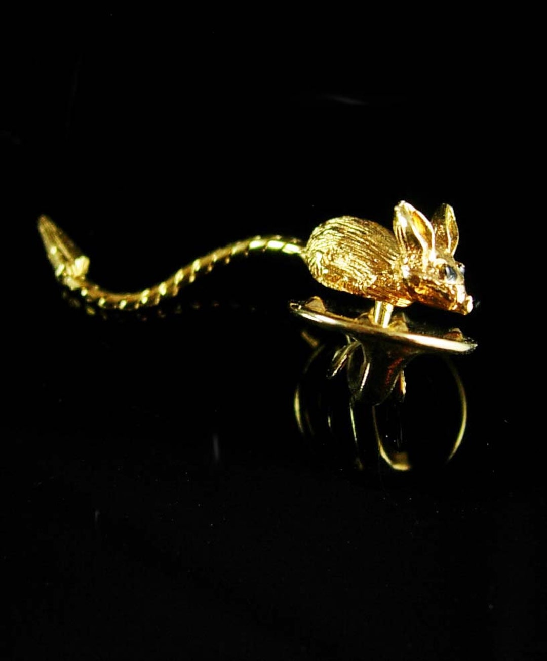 Mechanical Mouse Tie Tack Moveable Rat Tail Cravat Holder Vintage ...
