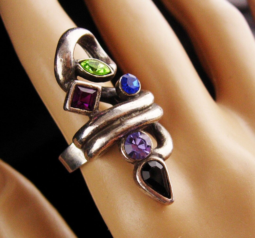 HUGE Snake Ring - 2" Sterling Setting - Modernist Serpent Jewelry ...