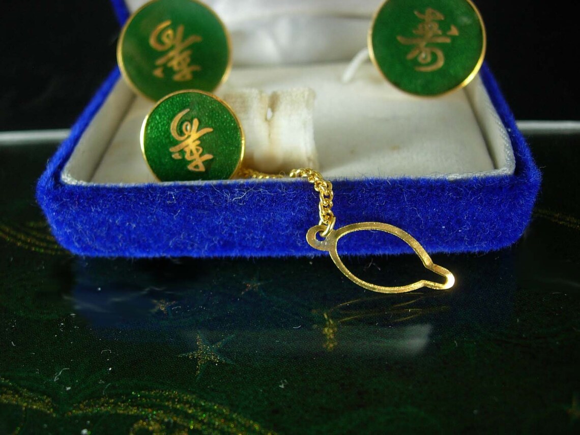 Vintage Chinese Cufflinks ORIGINAL Box Cloisonne Asian - Etsy