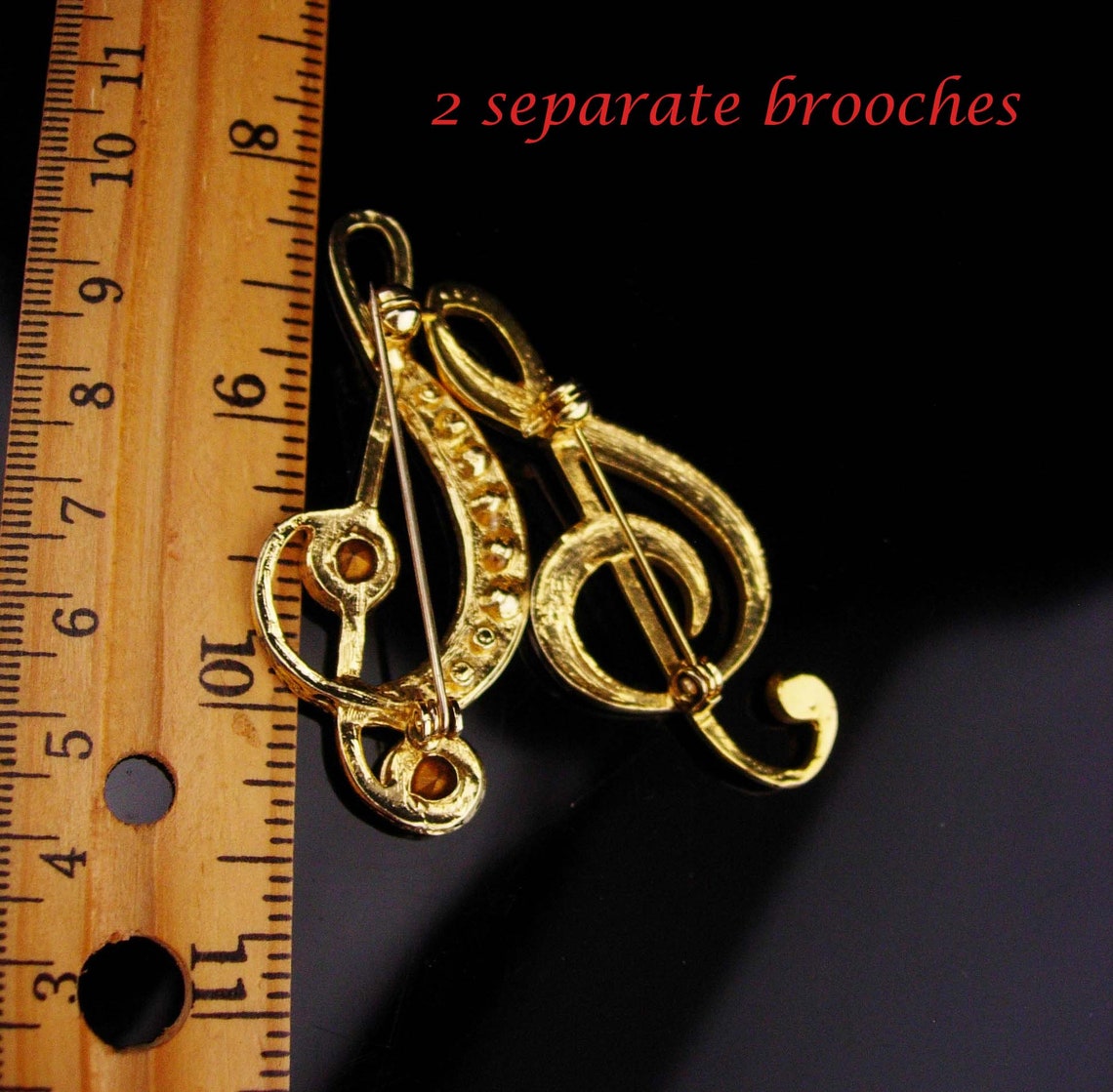 2 Music Notes Brooches / Vintage Pair Pins / Music Teacher | Etsy