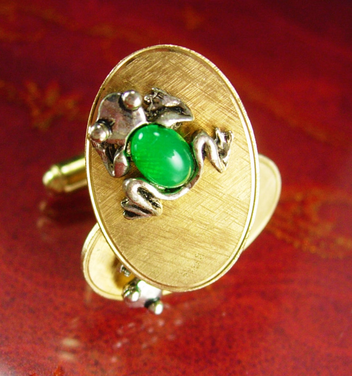 Kiss a FROG Cuff links gold frogger Toad whimsical jelly belly | Etsy