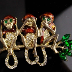 Vintage Monkey Brooch - Enamel Monkey Pin - Whimsical Gift -- Figural ...