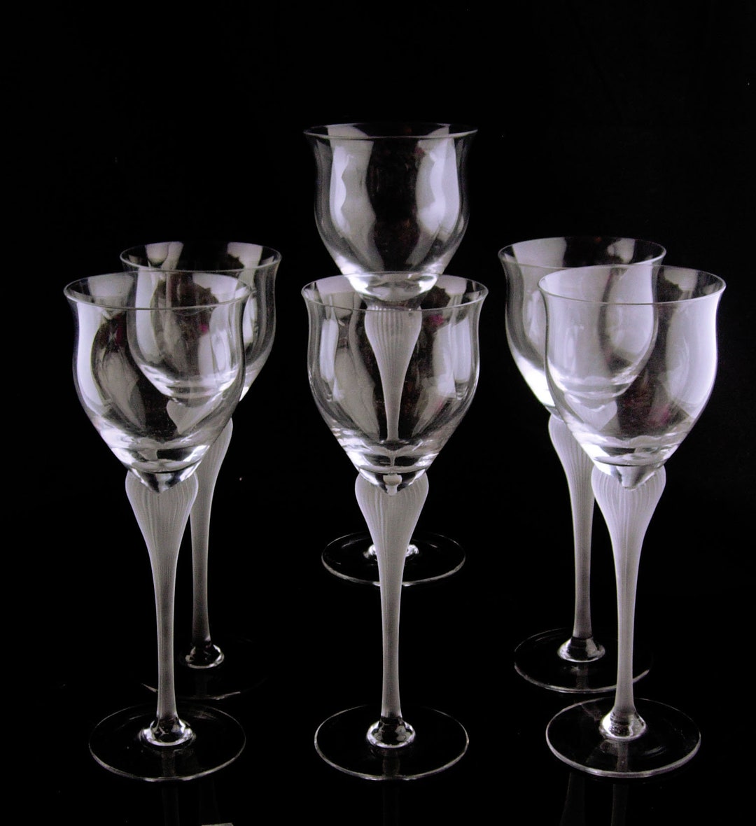Vintage Wedding Goblets Fancy Art Nouveau Stems 9 Piece 9 Tall Crystal ...