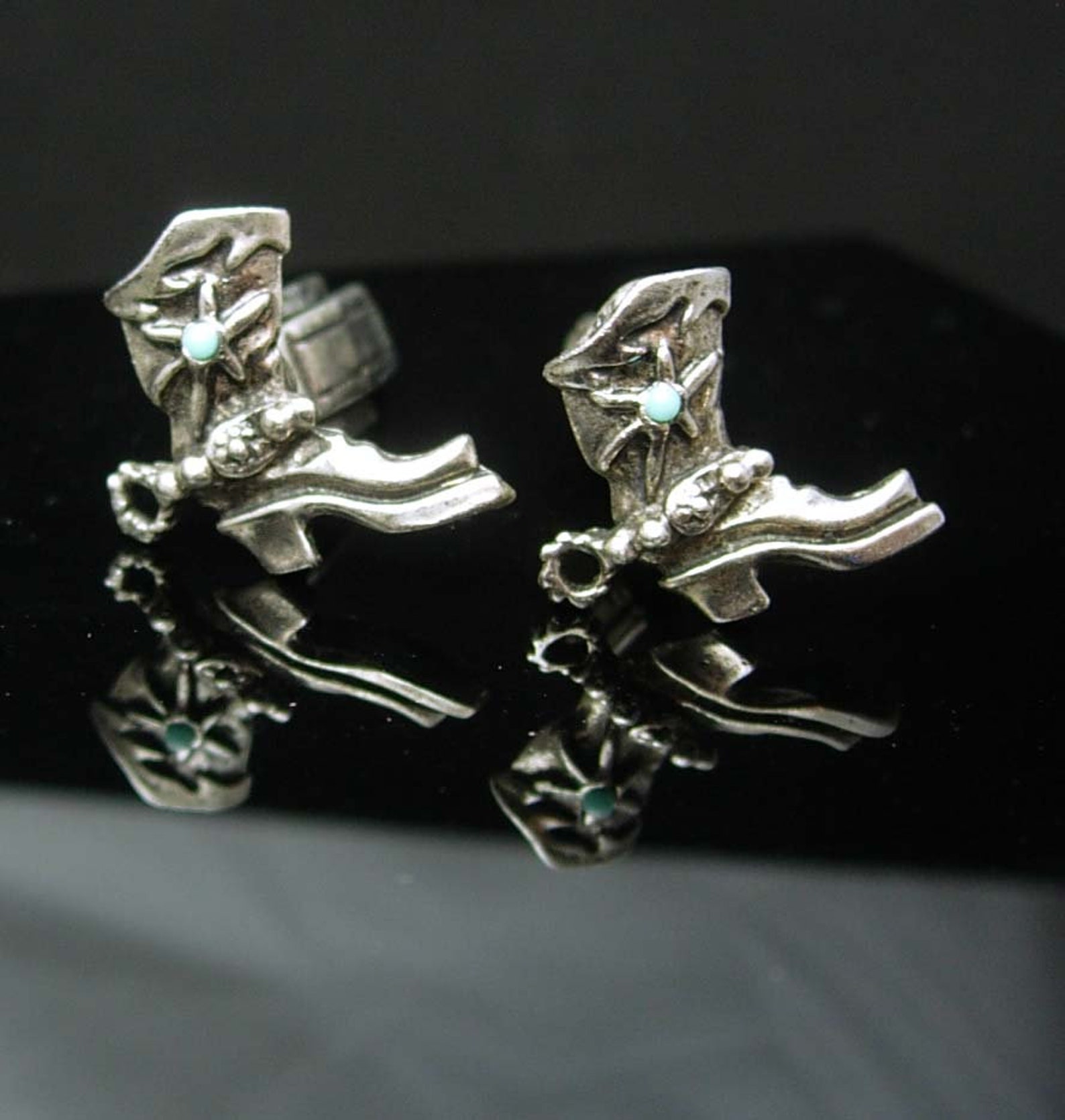 Western Cuff links silver Cowboy Boot Cufflinks Vintage | Etsy