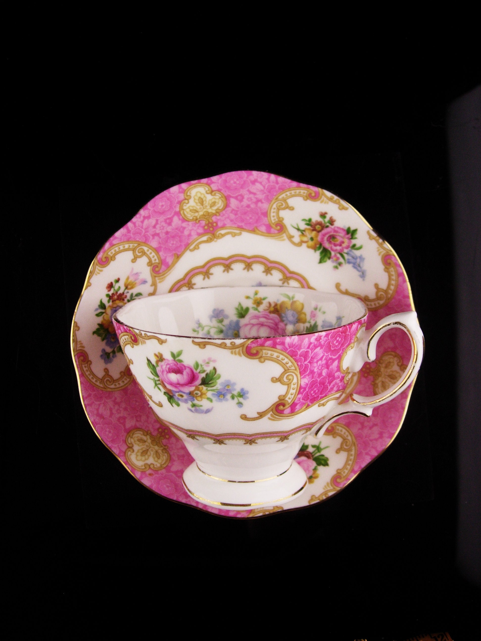 Pink Royal Albert Teacup Vintage Rococco Style Lady | Etsy