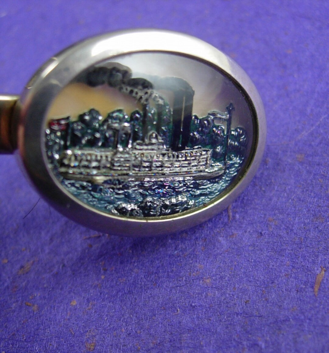 Steamboat Cuff Links Reverse Painted Cufflinks Oval Glass Steamboat ...