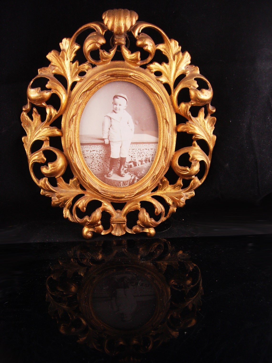 Antique Ormolu Frame Victorian Boy Hanging Metal Frame | Etsy