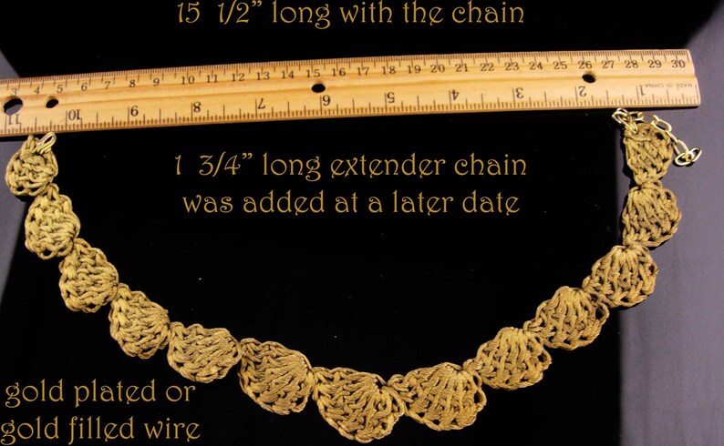 Antique Necklace Woven Golden Wire Festoon Vintage - Etsy