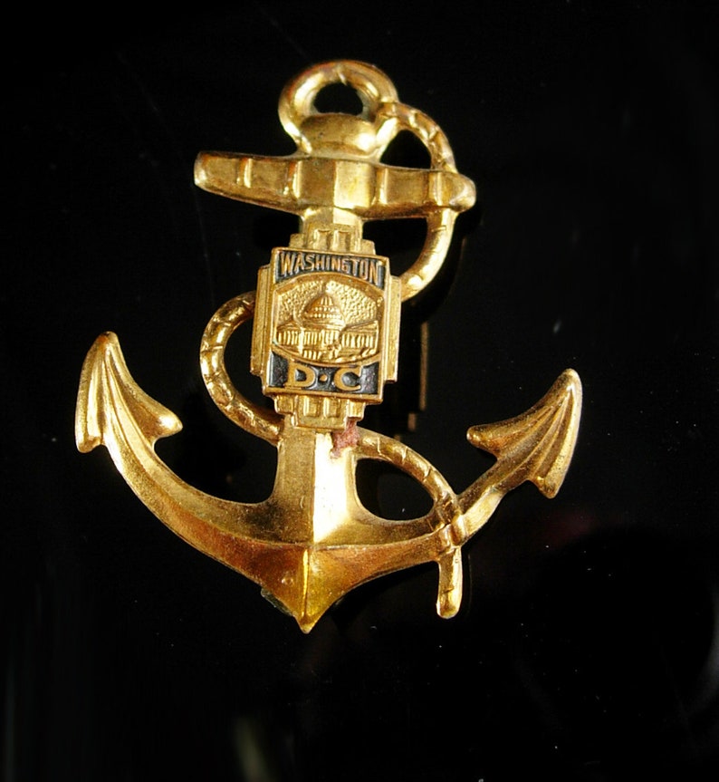 Antique Navy Anchor Brooch LARGE Vintage Military Washington | Etsy