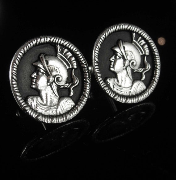 Vintage Swank Medieval Knight Cuff Links, Spartan War… - Gem
