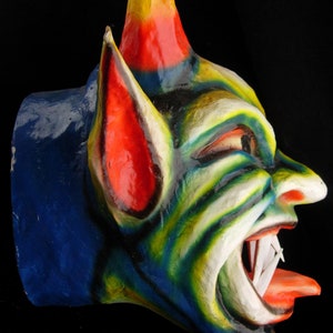 Vintage Large Devil Head Bizarre Demon Mask Prop Folk Art Ceremonial ...