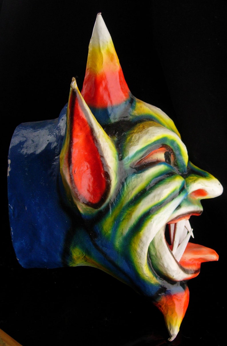 Vintage Large Devil Head Bizarre Demon Mask Prop Folk Art - Etsy