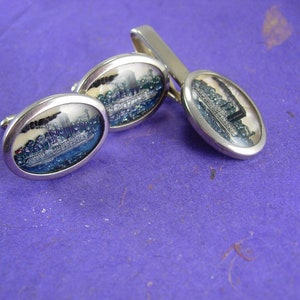 Steamboat Cuff Links Reverse Painted Cufflinks Oval Glass Steamboat ...