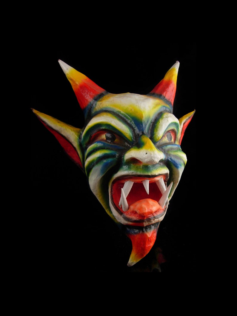 Vintage Large Devil Head Bizarre Demon Mask Prop Folk Art - Etsy