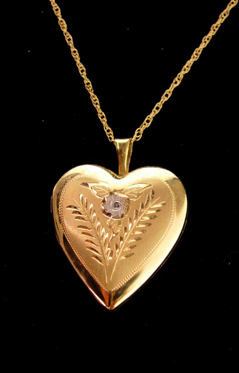 Vintage 14k Gold Heart Locket and Chain Sweetheart Locket - Etsy