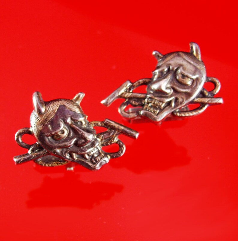 Vintage Devil Cufflinks STERLING SILVER Demon Satan Grotesque - Etsy