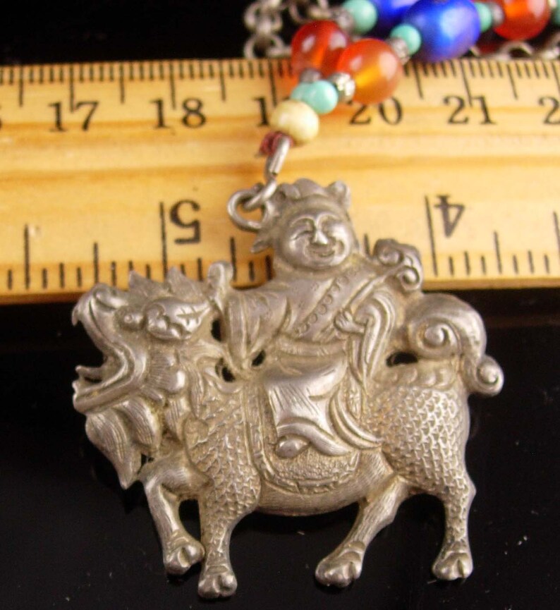 Antique Qing Dynasty Chinese Necklace Sterling Boy on Qilin | Etsy