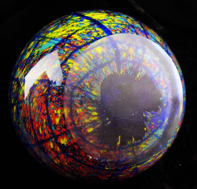 Vintage Glass Paperweight Grid Art Glass Hemisphere Design - Etsy