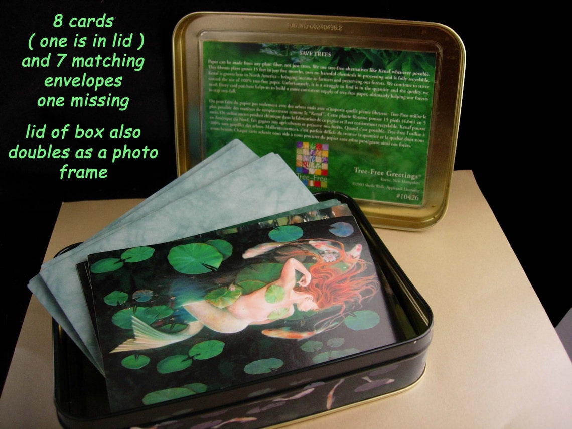 Vintage Mermaid Tin With Cards Gift Cards Mermaid Photo - Etsy
