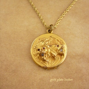 Antique Victorian Lion Locket Vintage Gothic Necklace Victorian ...
