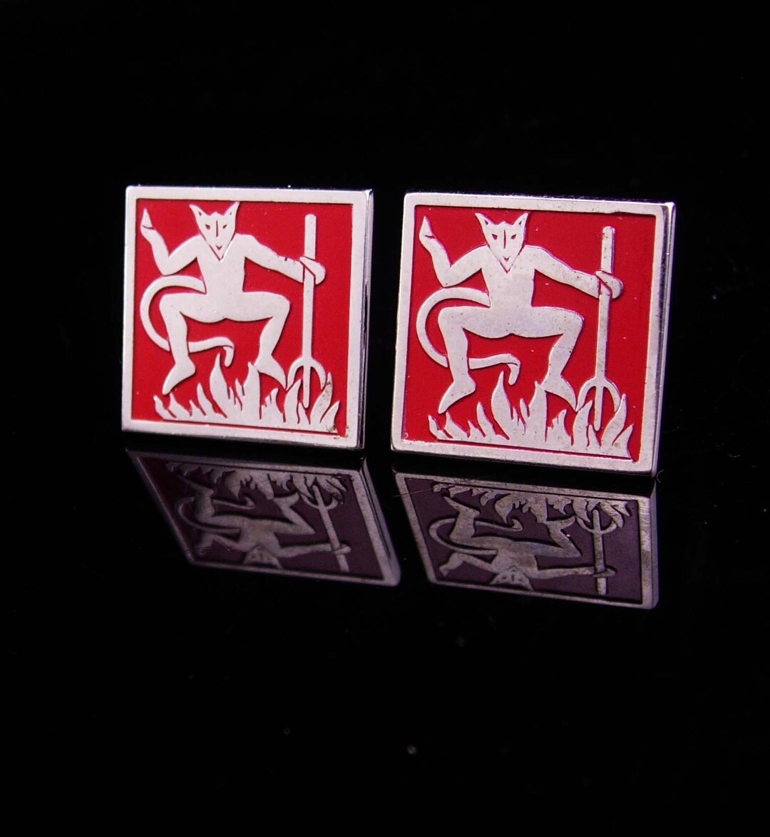 RED Devil Cufflinks / plata SWANK / demonio satanás / diablo - Etsy España