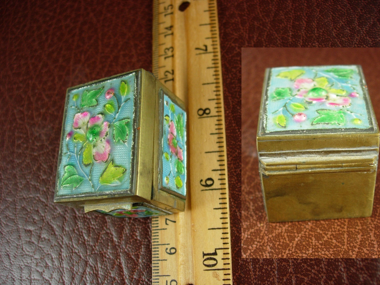 Chinese Enamel Stamp Box Asian Flowers Oriental Lotus Blossom - Etsy