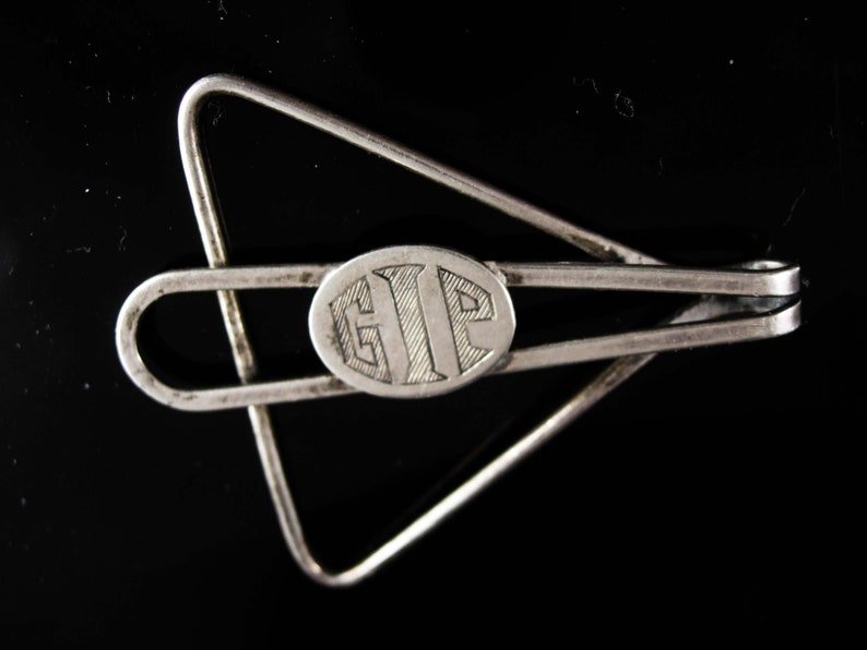 Antique Sterling Silver Tie Clip Vintage Money Clip Engraved | Etsy
