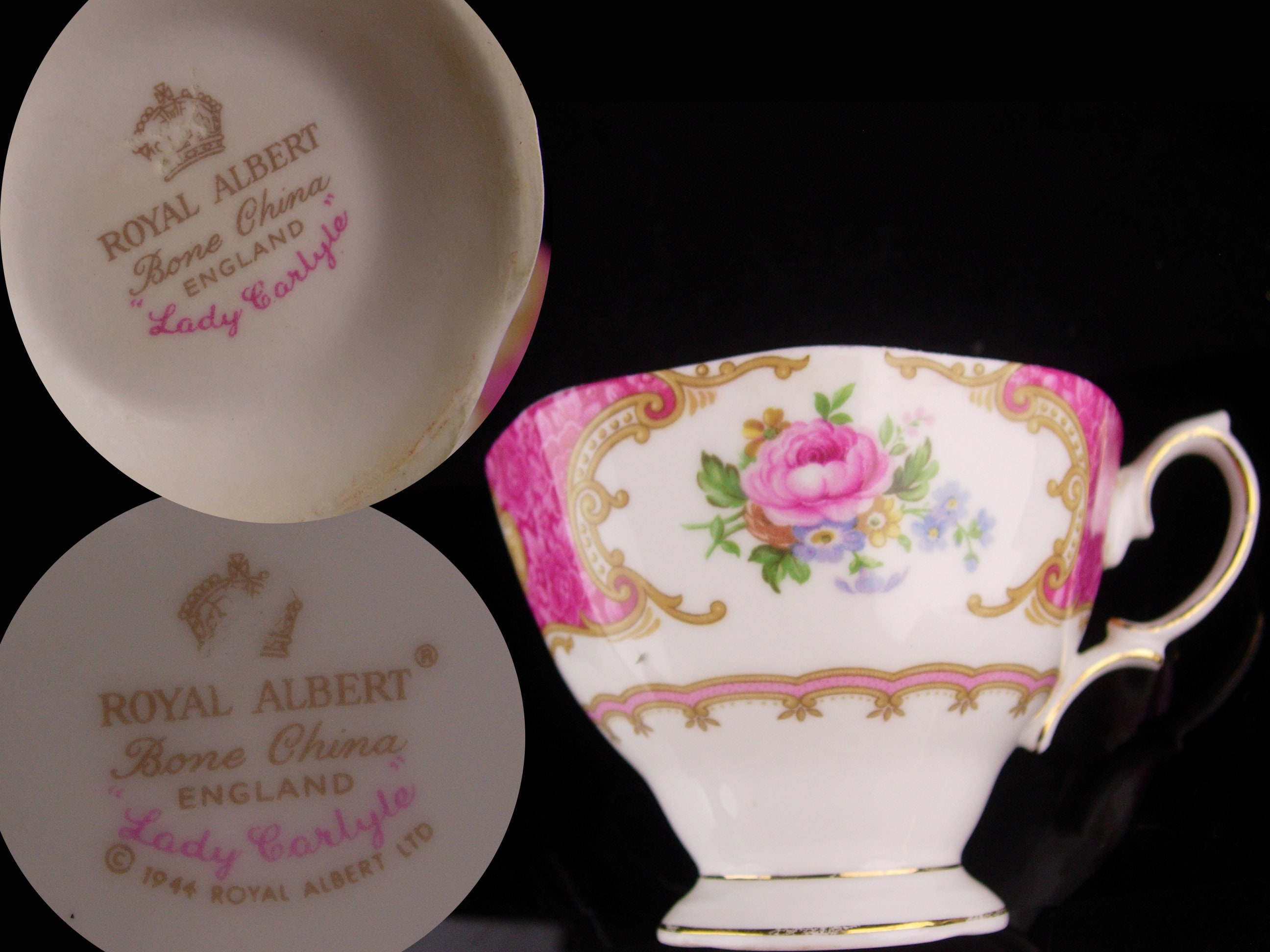 Pink Royal Albert Teacup Vintage Rococco Style Lady | Etsy