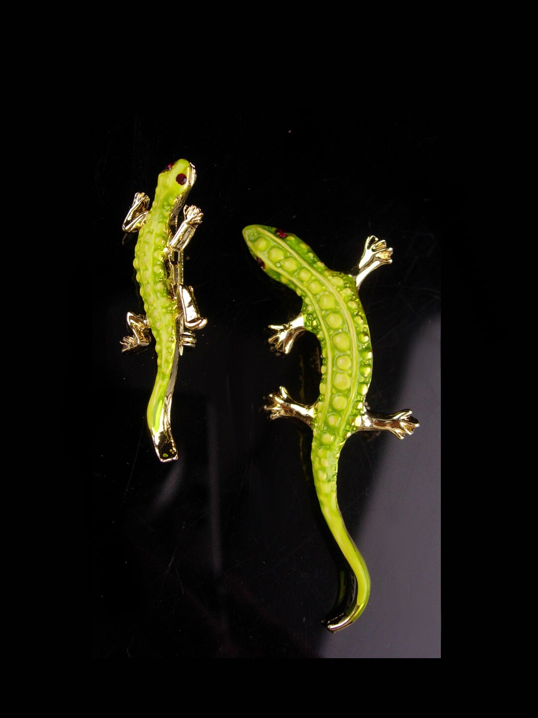 Pair of Vintage Gecko Pins - Alligator Brooch Set - Gecko Brooch ...