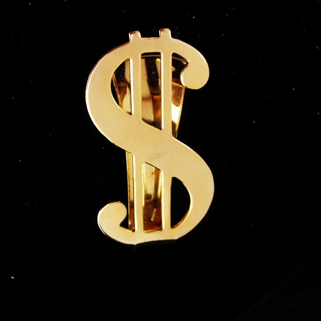 Dollar Sign Tie Clip / Vintage Tie Bar / Banker Money Clip / Wallstreet ...