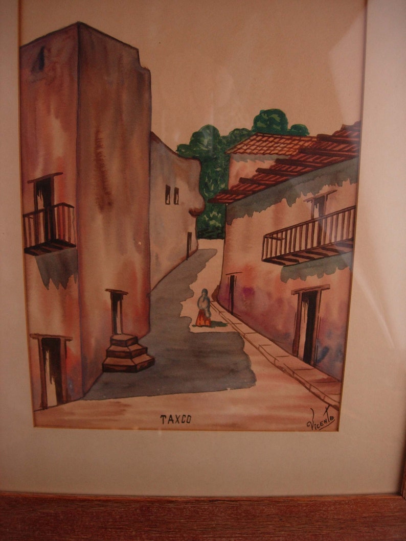 Vintage Watercolor Taxco Signed Framed Citiscape Southwest - Etsy